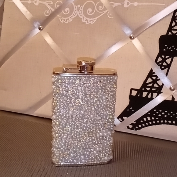Other | Rhinestone And Faux Pearl Studded Flask | Poshmark